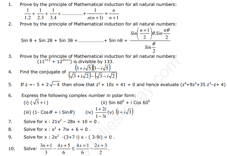 CBSE Class 11 Mathematics Revision Assignment Set C CBSE Class 11 Mathematics Revision Assignment Set C